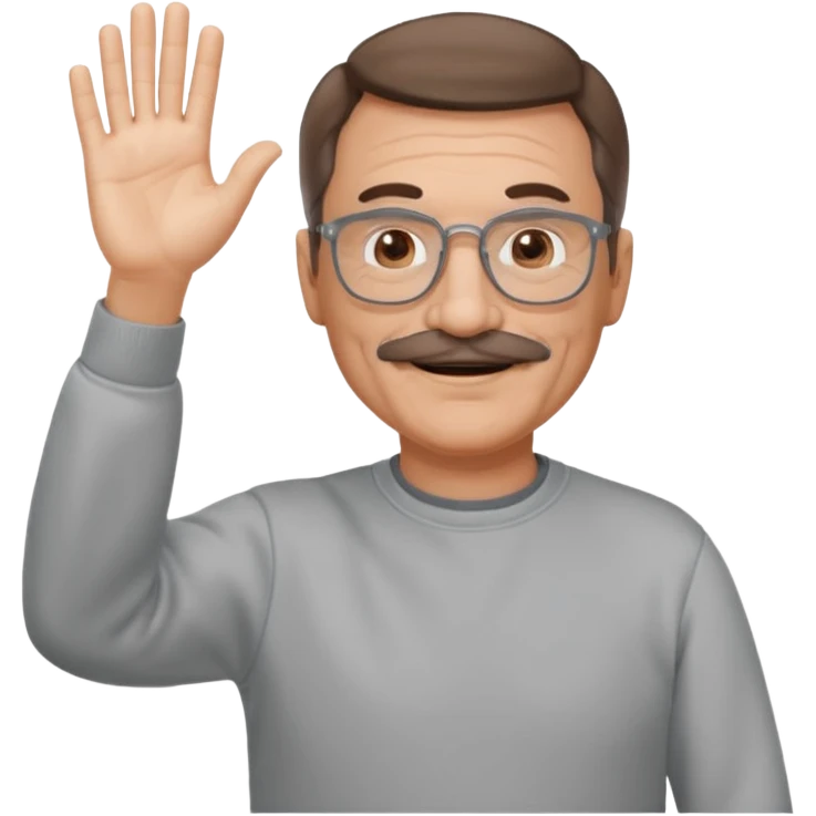 60 yr man partial brown hair parted in center, mustache, light glasses ...