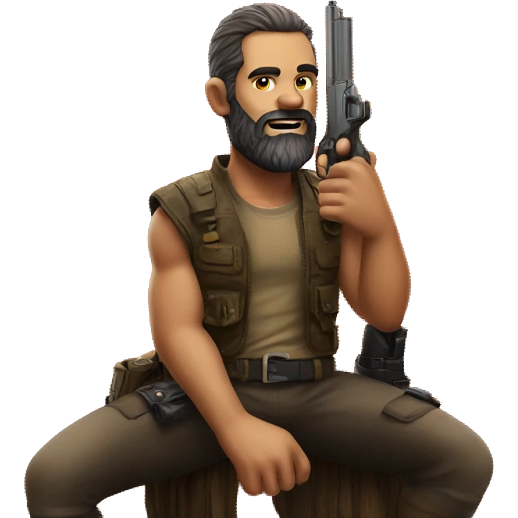 "bearded man with gun" emoji | AI Emoji Generator