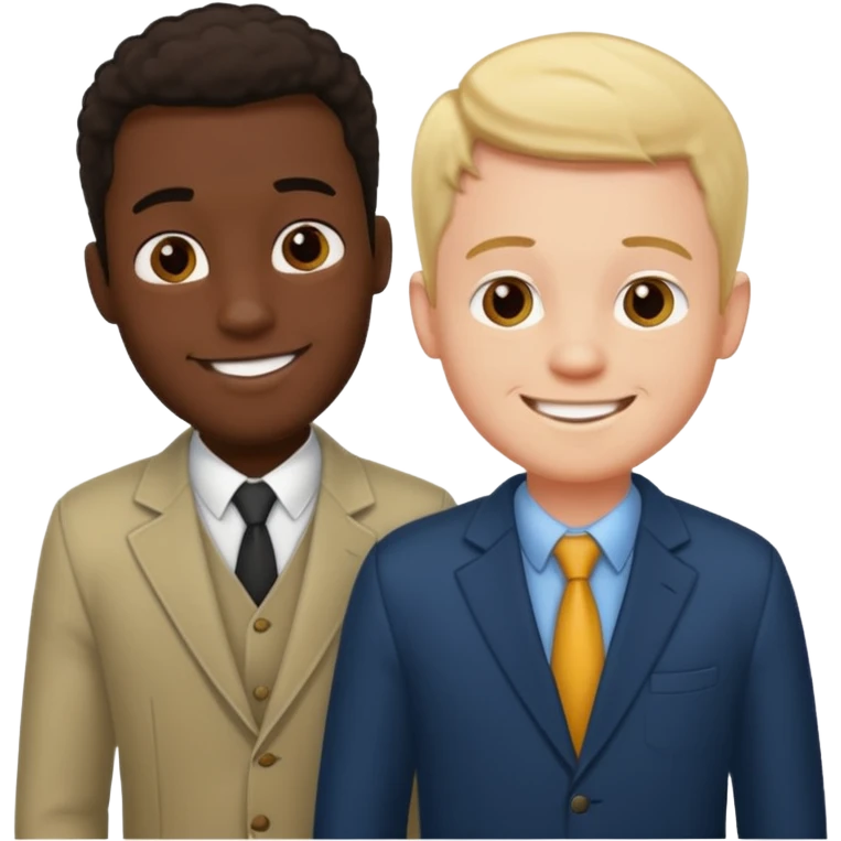 Tall white guy with midget black guy emoji | AI Emoji Generator