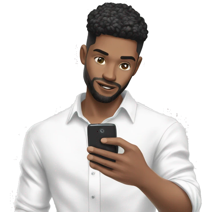 barcode boy with phone. emoji | AI Emoji Generator