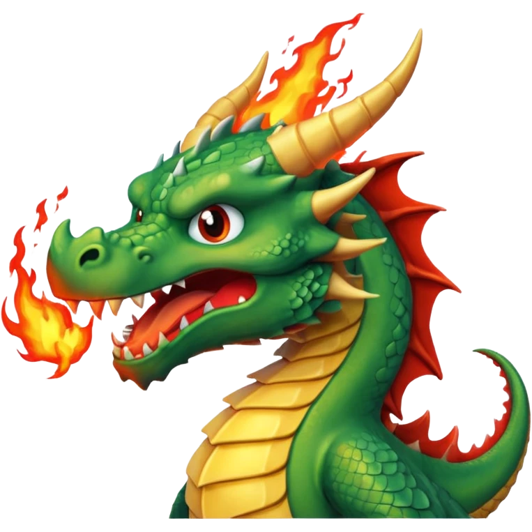 The big, angry dragon is breathing fire. emoji | AI Emoji Generator