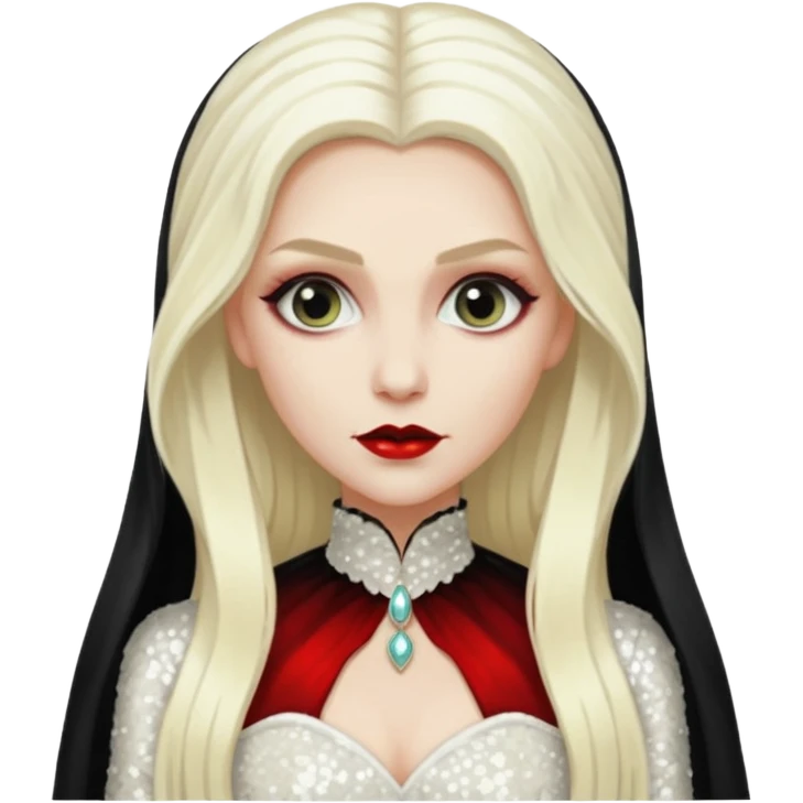 Bride of Dracula with long platinum blonde hair, ivory sequin outfit ...