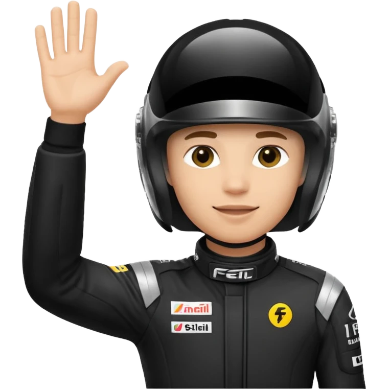 A red-bull f1 driver wearing the f1 black suit and helmet raising his ...