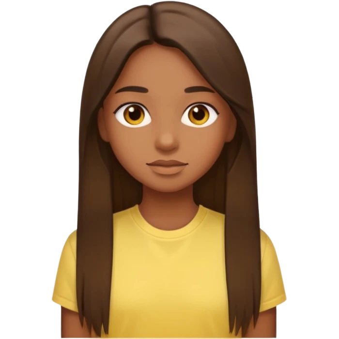a brown skin girl with brown straight long hair with brown eyes with a ...