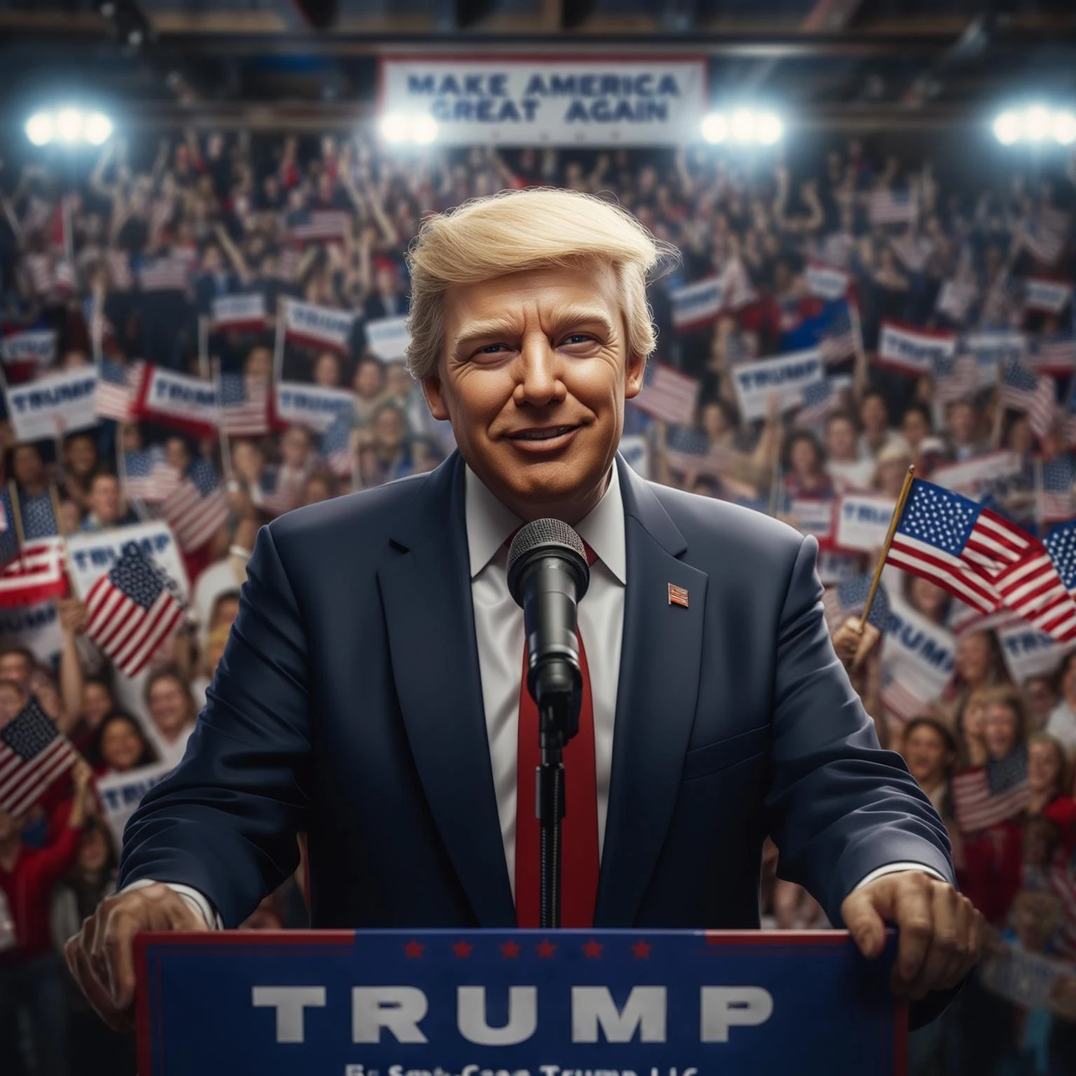 Donald Trump speaking at a rally emoji | AI Emoji Generator