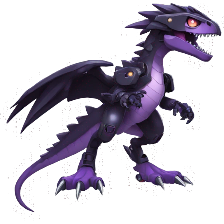 Cool Edgy Black Purple Digimon-Fakemon-Raptor-Dragon-Mecha full body ...