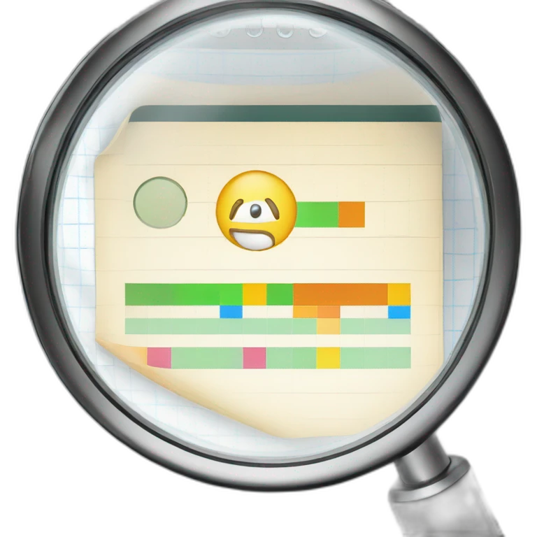 magnifying glass over a schedule emoji | AI Emoji Generator