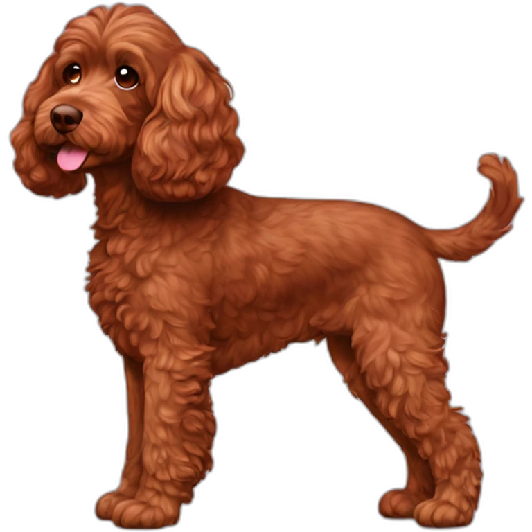 Reddish brown cockapoo from the side full body emoji | AI Emoji Generator