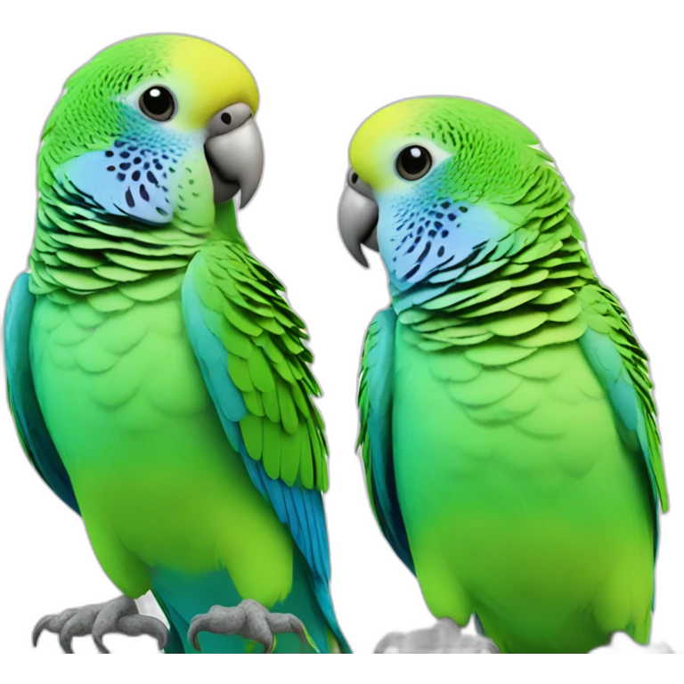 Two budgerigars: blue and green wave parrots emoji | AI Emoji Generator