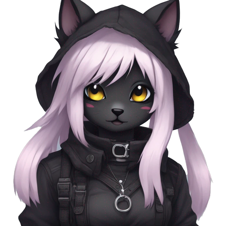Gorgeous furry gothic dark techwear anime style anthro black cat furry ...