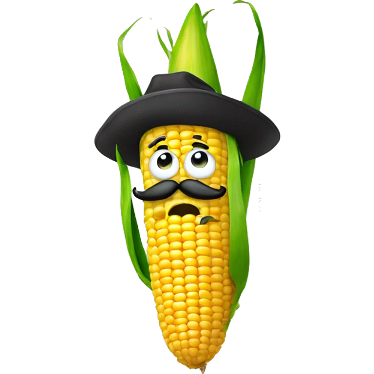 Corn wearing mustache emoji | AI Emoji Generator