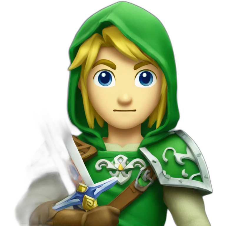 Link from Legend of Zelda with Master Sword emoji | AI Emoji Generator