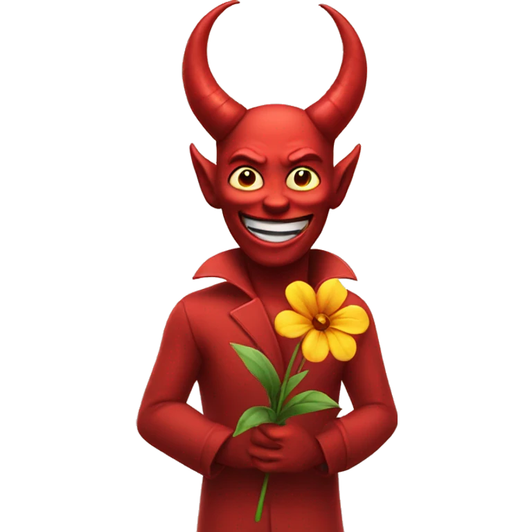 devil emoji winking while holding a flower emoji | AI Emoji Generator