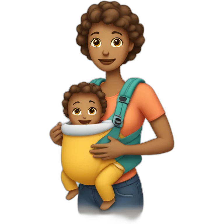 Mother carrying her baby in babycarrier emoji | AI Emoji Generator