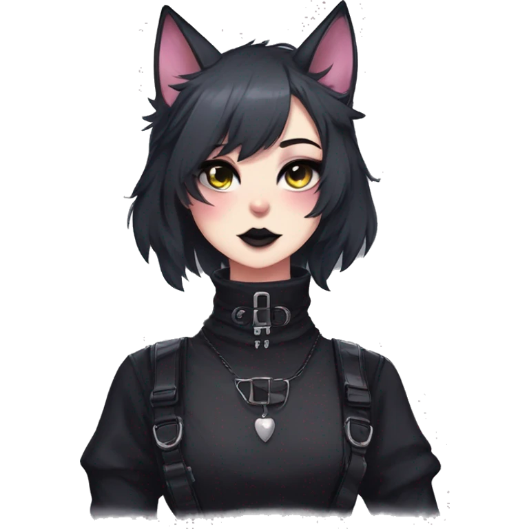 Gorgeous furry gothic dark techwear anime style anthro black cat ...