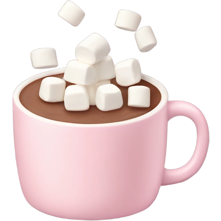 Light Pink mug of hot chocolate with marshmallows emoji | AI Emoji ...