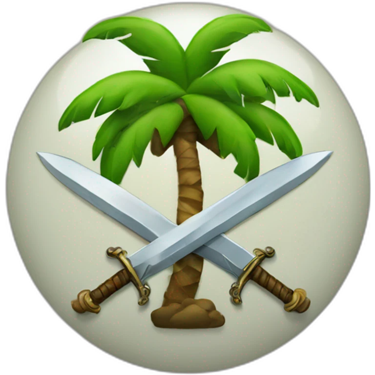 logo of two crossed swords with a palm tree in the middle emoji | AI ...