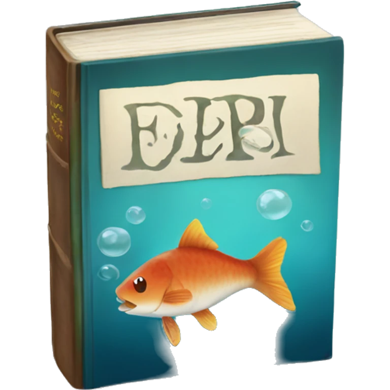 Singular book with a fish themed book cover emoji | AI Emoji Generator