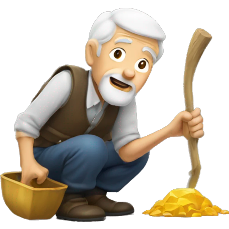 Old man digging for gold emoji | AI Emoji Generator