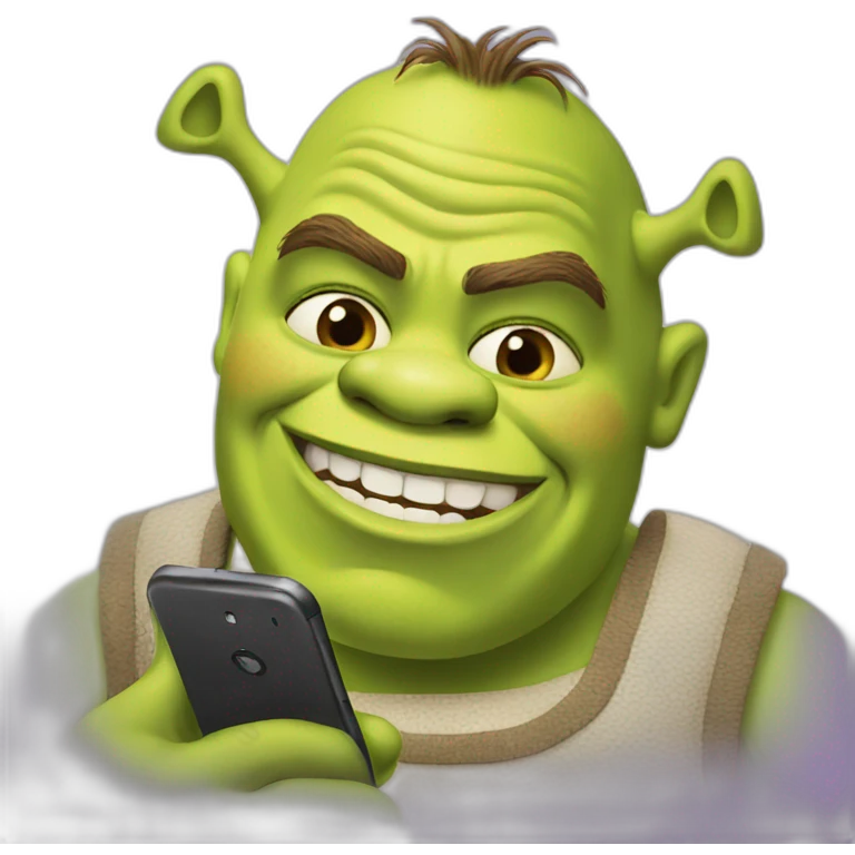 shrek with a phone emoji | AI Emoji Generator
