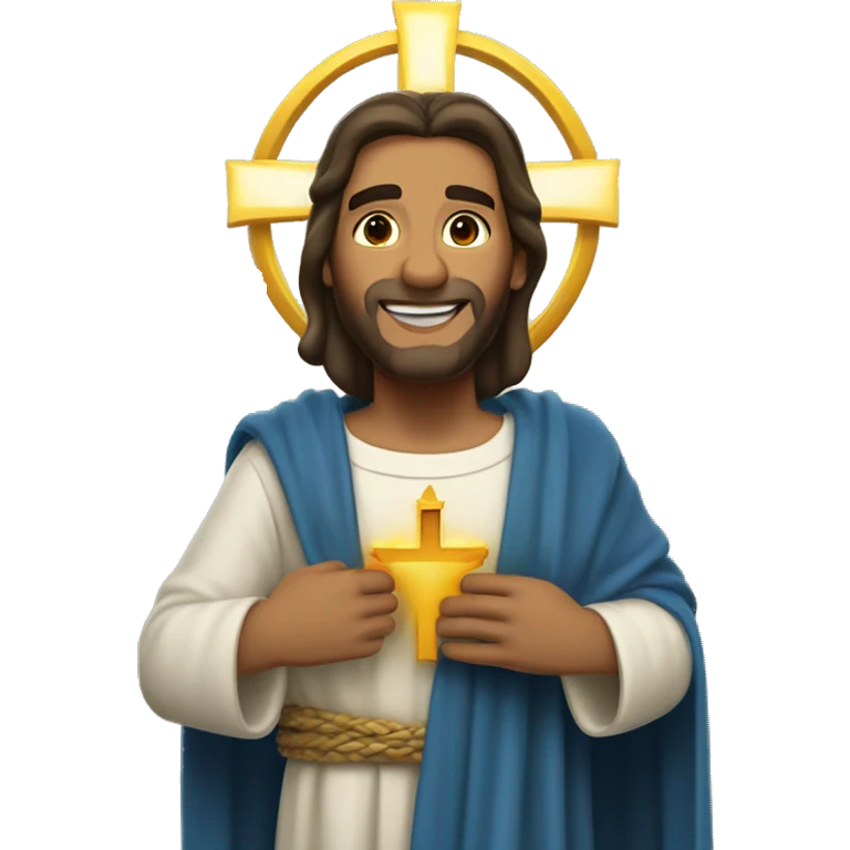 Cristo rey feliz levantando los brazos emoji | AI Emoji Generator