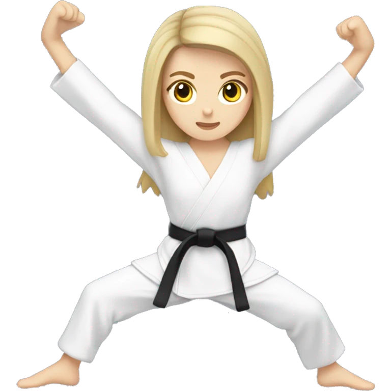 white girl doing taekwono kick emoji | AI Emoji Generator