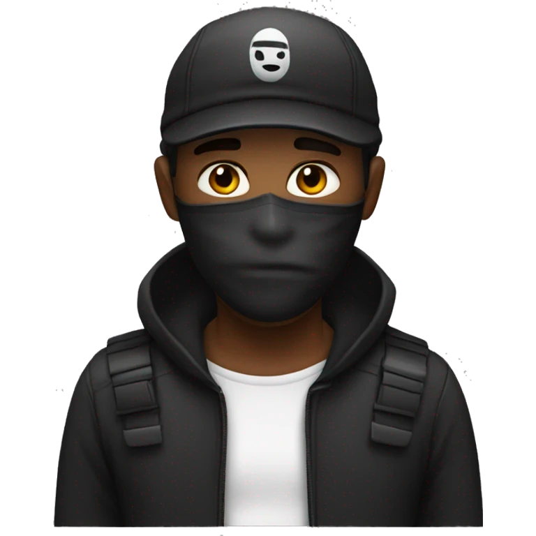 Robber emoji with black and white prison uniform emoji | AI Emoji Generator