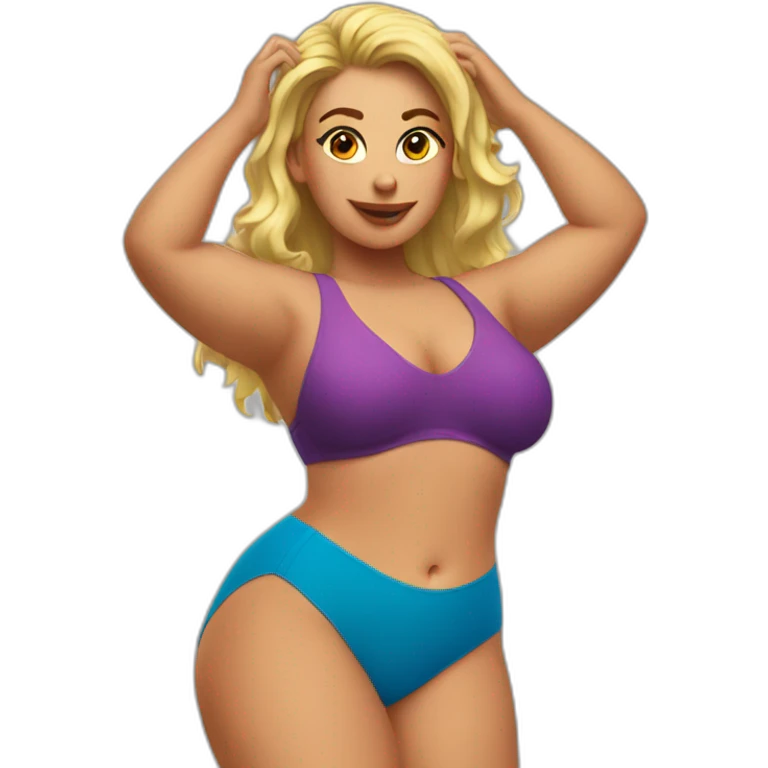 Thicc caucasian woman swimsuit posing emoji | AI Emoji Generator