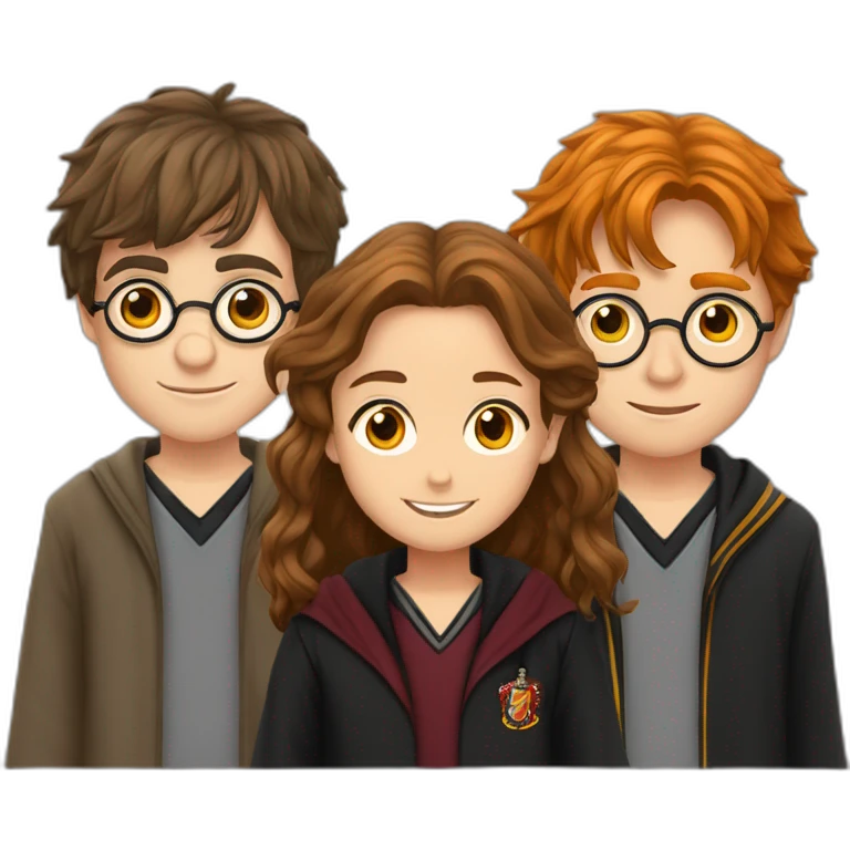 Harry Potter with Hermione Granger and Ron Weasley emoji | AI Emoji ...