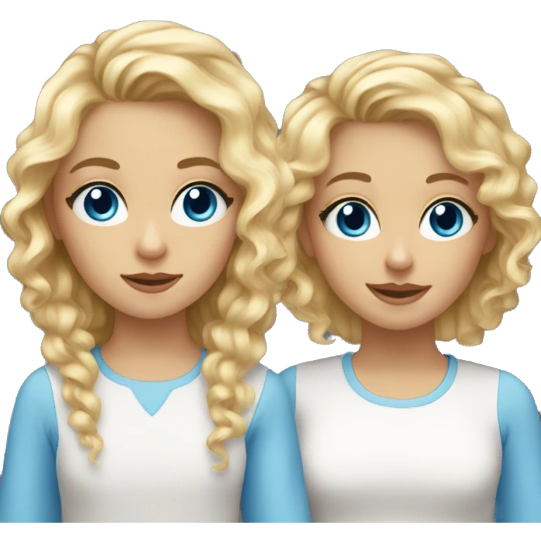 sisters, both blond curly hair, one short hair, one long hair, both ...