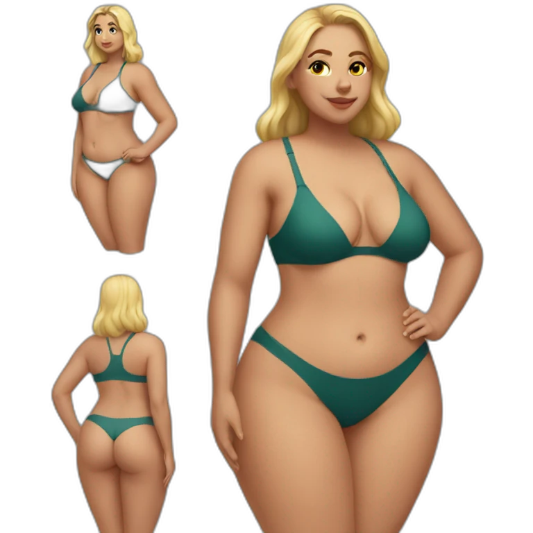 Thicc caucasian woman swimsuit leaning emoji | AI Emoji Generator