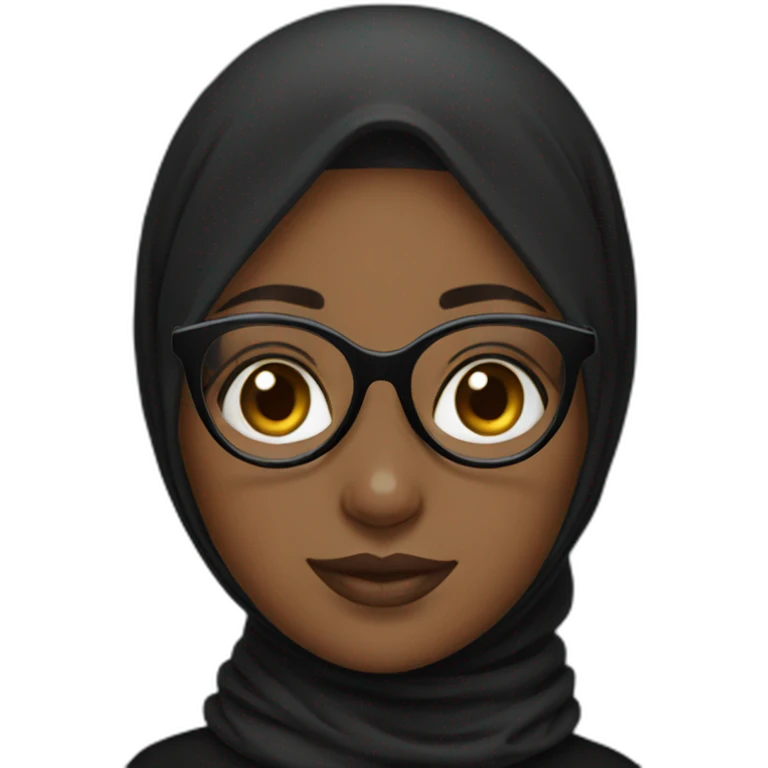 Black hijab girl with glasses emoji | AI Emoji Generator