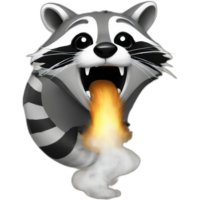 Raccoon opening mouth with smoke coming out of the mouth emoji | AI ...