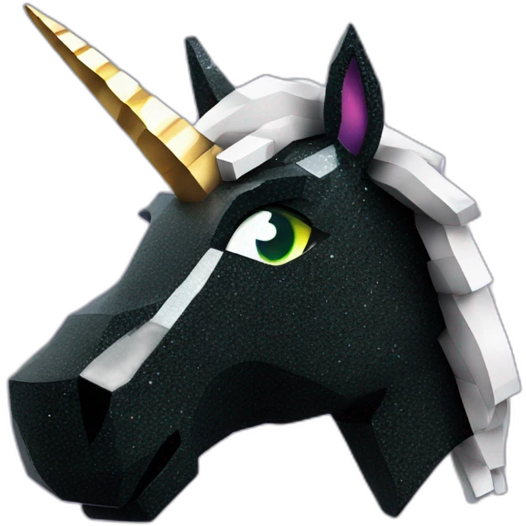 Minecraft Glitter Black Unicorn Head With Diamond Horn emoji | AI Emoji ...