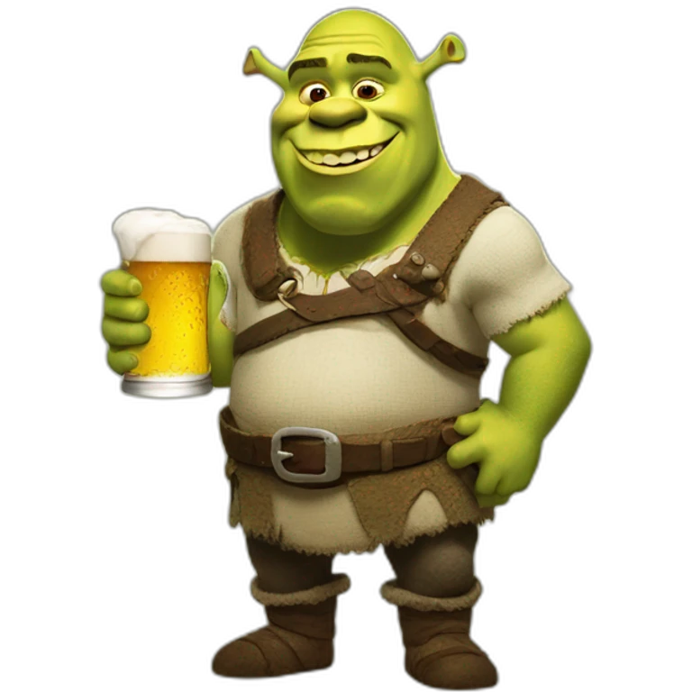 Shrek holding beer emoji | AI Emoji Generator