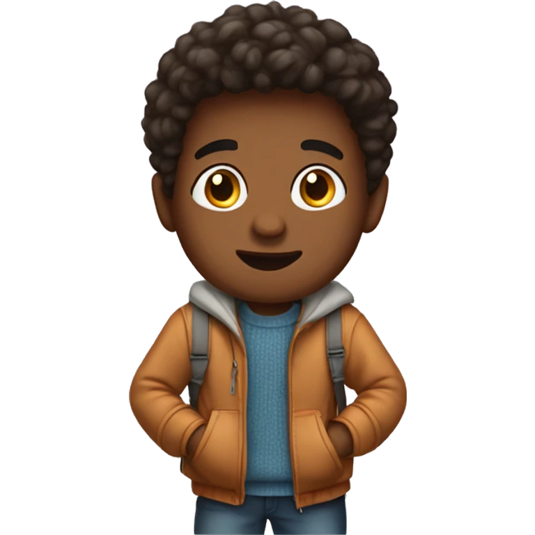 Cute boy with sweater and wearing a backpack emoji | AI Emoji Generator