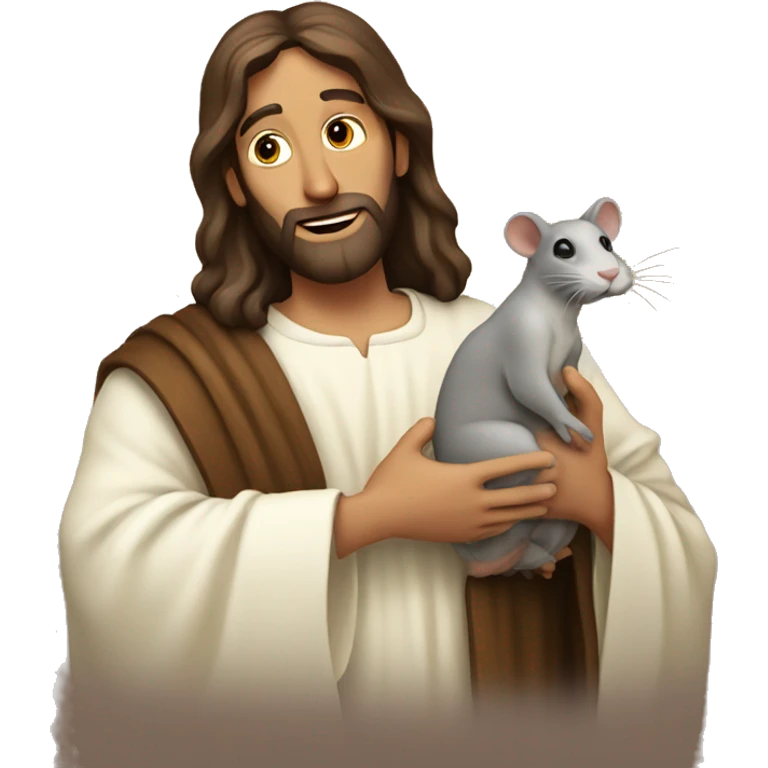 Jesus holding a rat emoji | AI Emoji Generator