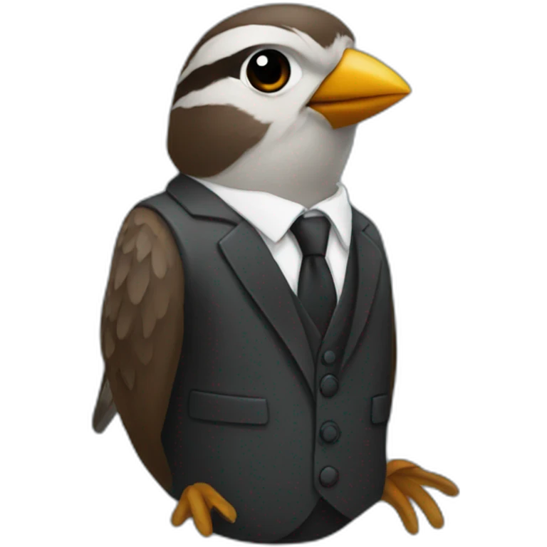 Sparrow in suit emoji | AI Emoji Generator