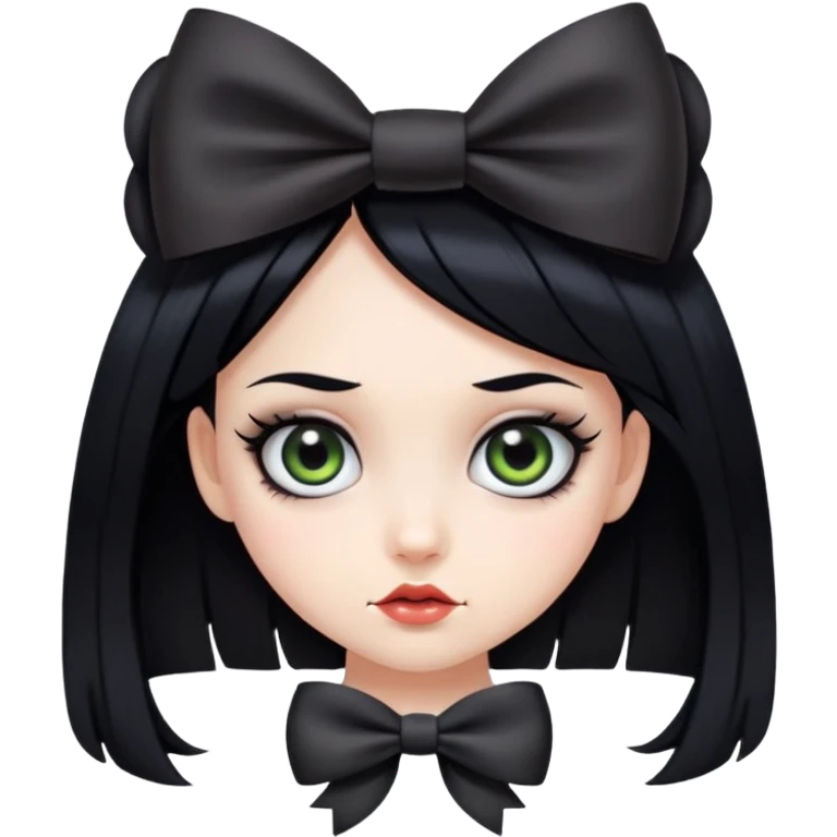 girl with black bow and freaky eyes emoji | AI Emoji Generator