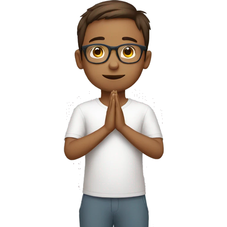 boy doing namaste with wearing specs indian white emoji | AI Emoji ...