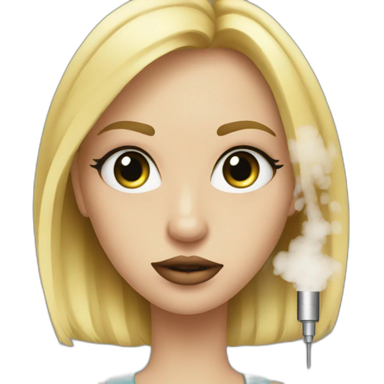 blonde girl with vape addiction and eyelashes falling out emoji | AI ...