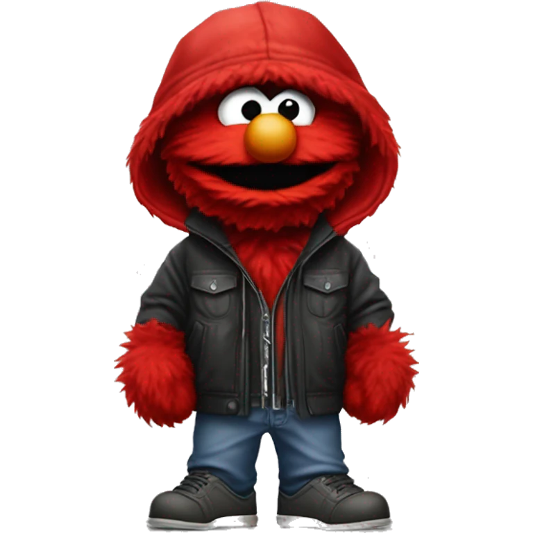 Thug-Life Gangster-style Hood-version of Elmo: A small, red, furry ...
