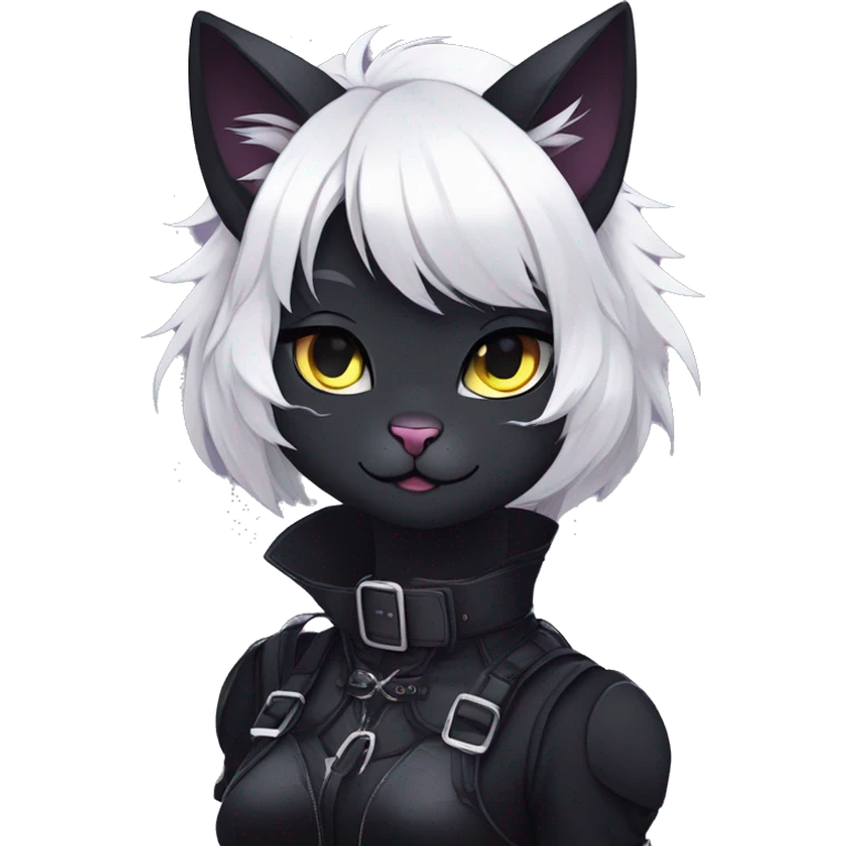 Gorgeous furry gothic dark techwear anime style anthro black cat furry ...