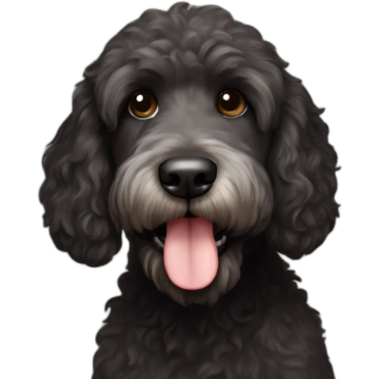 black face labradoodle dog with white chin and chest emoji | AI Emoji ...