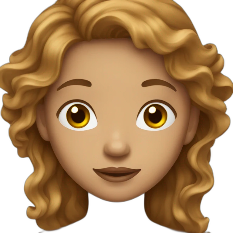 Long brown light wavy haired girl emoji | AI Emoji Generator