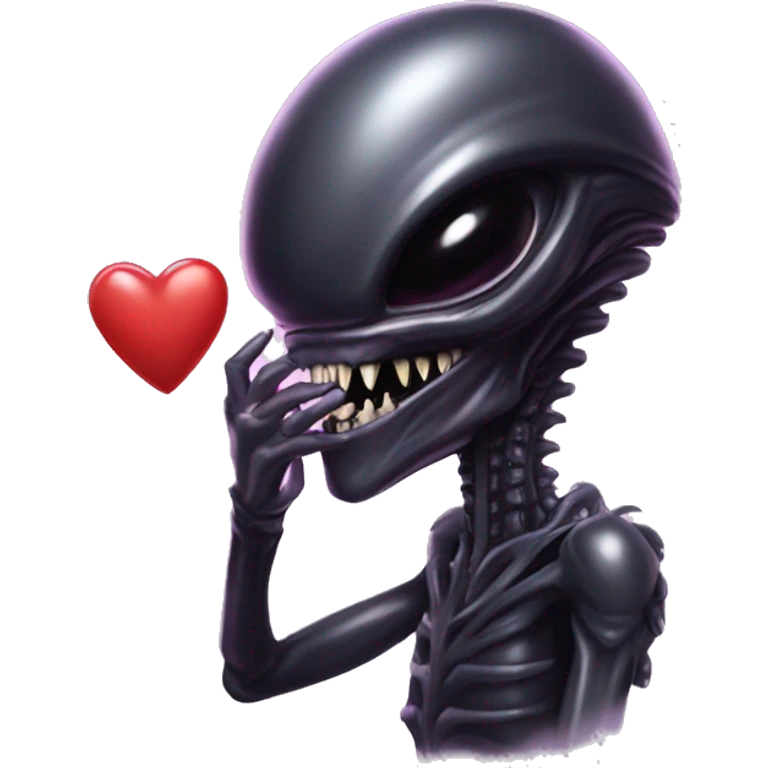 xenomorph alien in love, hearts emoji | AI Emoji Generator