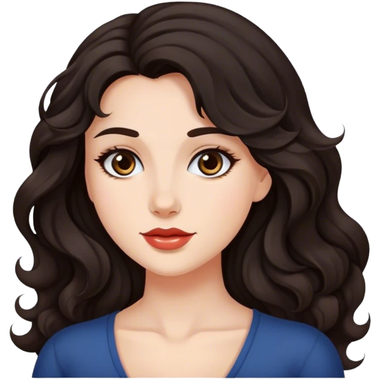 Beautiful woman with dark wavy hair smh emoji | AI Emoji Generator