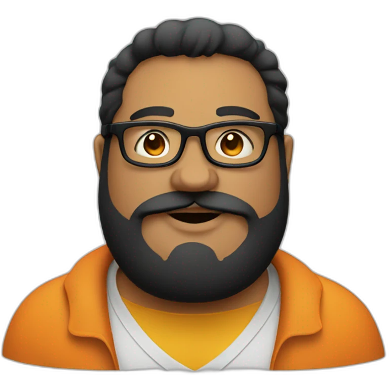 fat and bold guy with glasses and black beard emoji | AI Emoji Generator