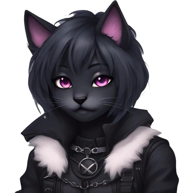 Gorgeous furry gothic dark techwear anime style anthro black cat furry ...