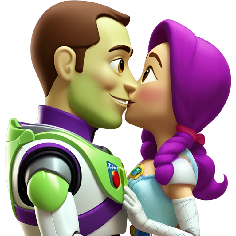 Jessie from Toy Story kissing Buzz Lightyear emoji | AI Emoji Generator
